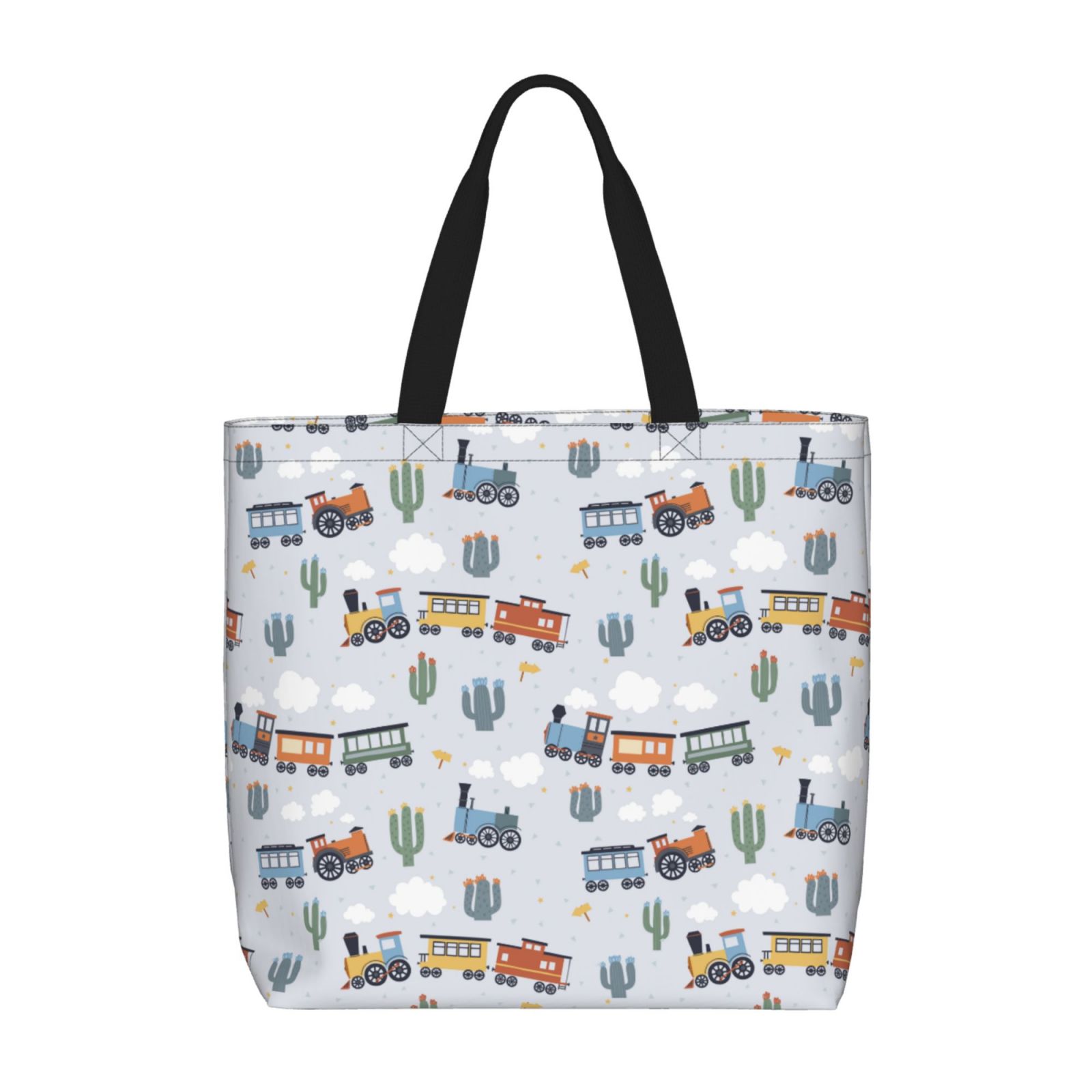 Disketp Trains And Cactuse Canvas Tote Bag,Women Shoulder Bag Crossbody ...