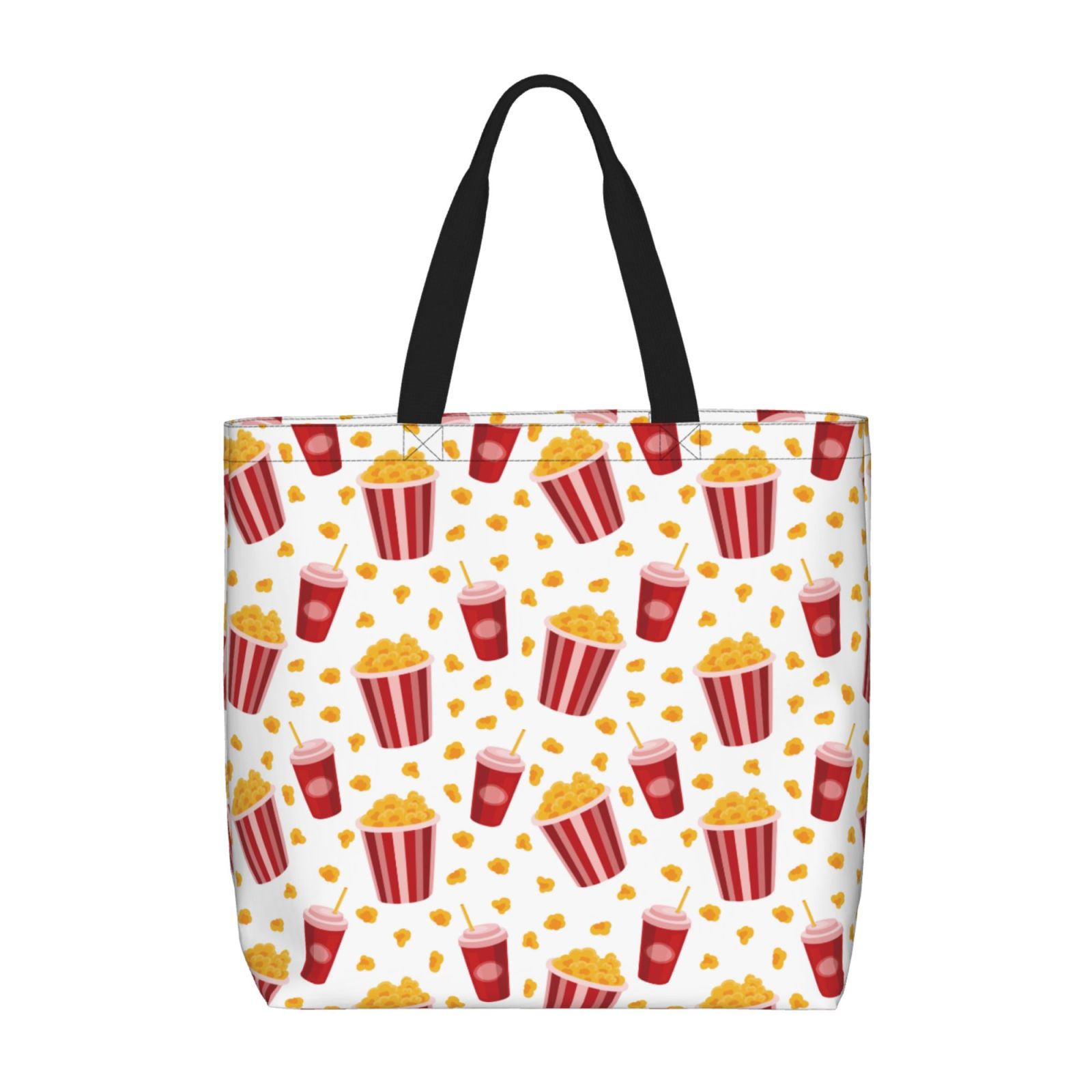 Adobk Popcorn Print Tote Bags Shoulder Bag Beach Bag with Zipper for ...